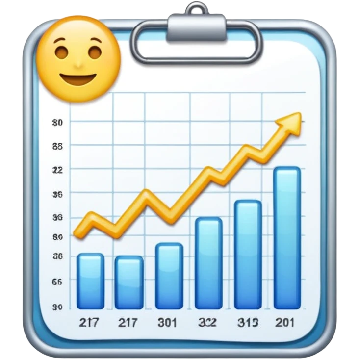 ios style emoji for report sheet consisting graph/ charts with sparkle ...