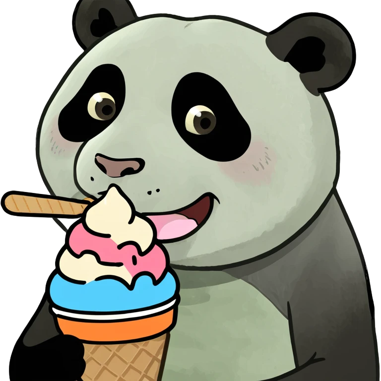 Panda eating ice cream meme | AI Emoji Generator