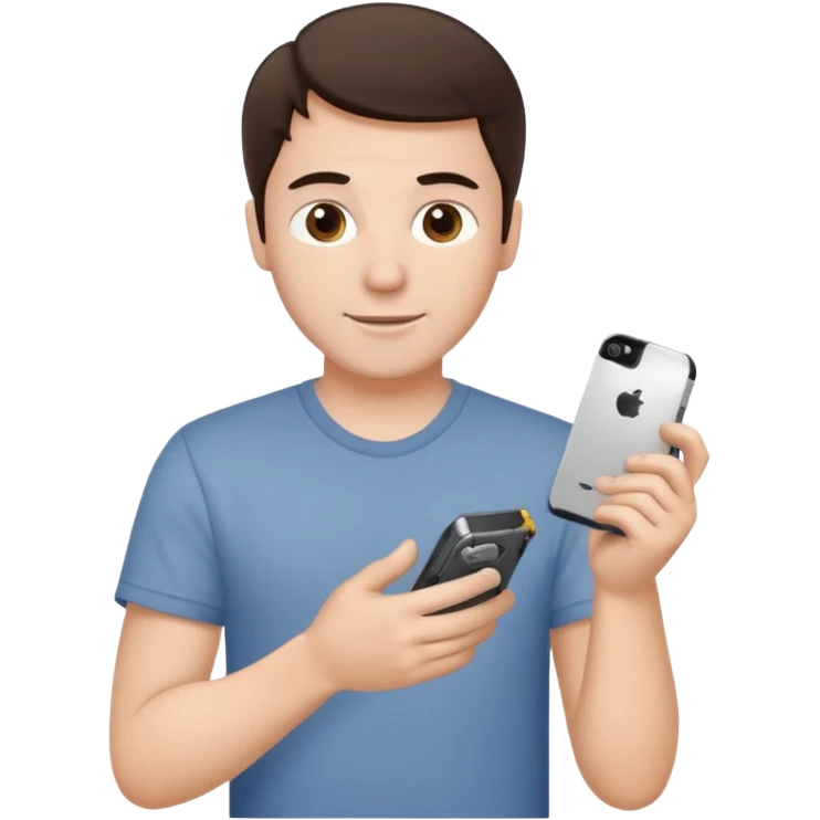 make a white guy with dark brown hair, with a simple white o grey shirt ...