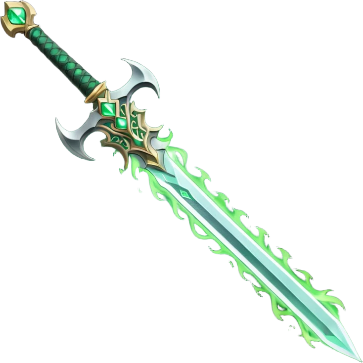 magical greatsword with a Eldritch green fire powers in it emoji | AI ...