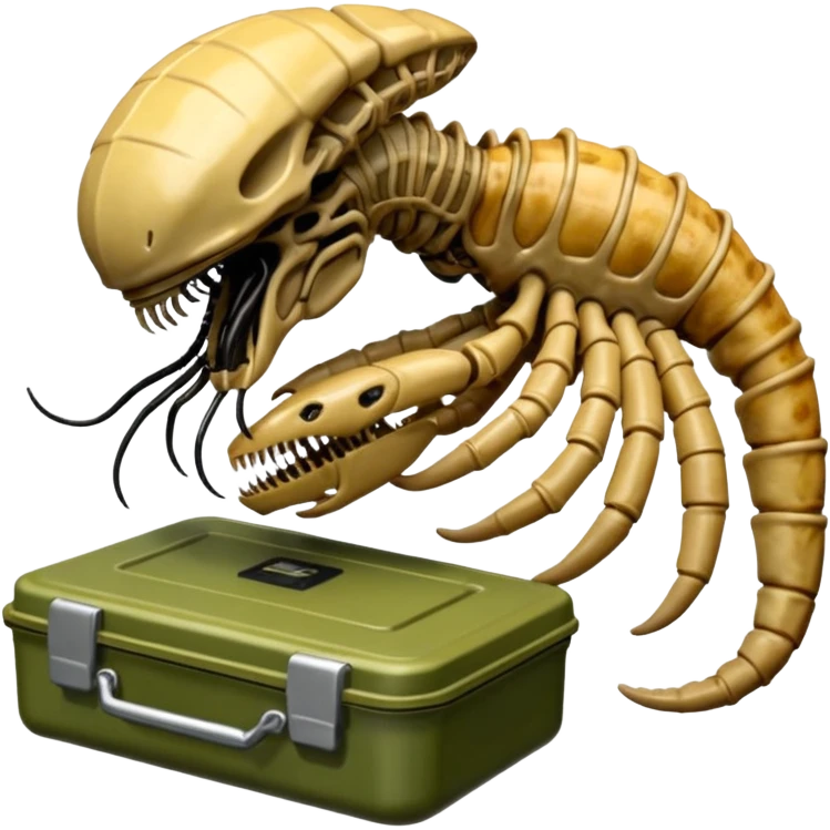 The Predator, as in the 1987 movie, eating an Alien facehugger from a ...