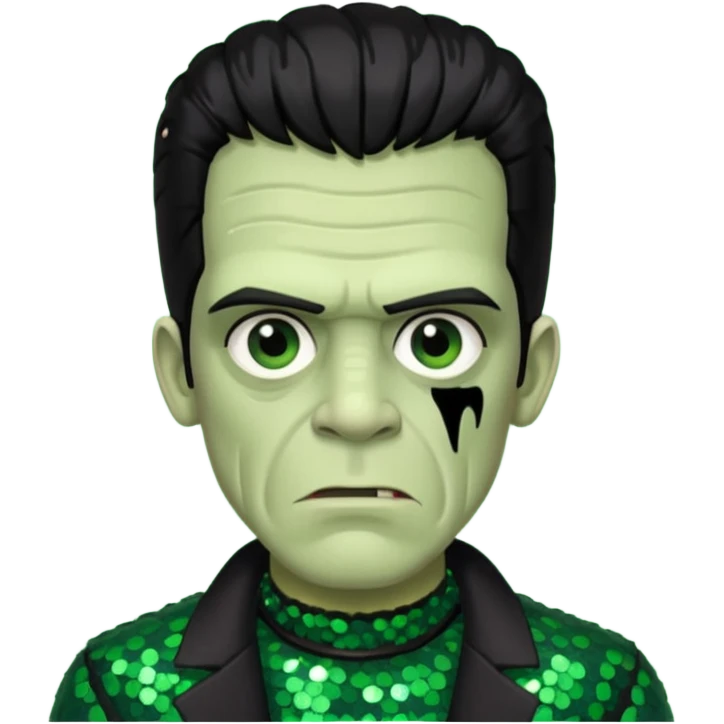 Frankenstein with black hair, dark green sequin outfit emoji | AI Emoji ...