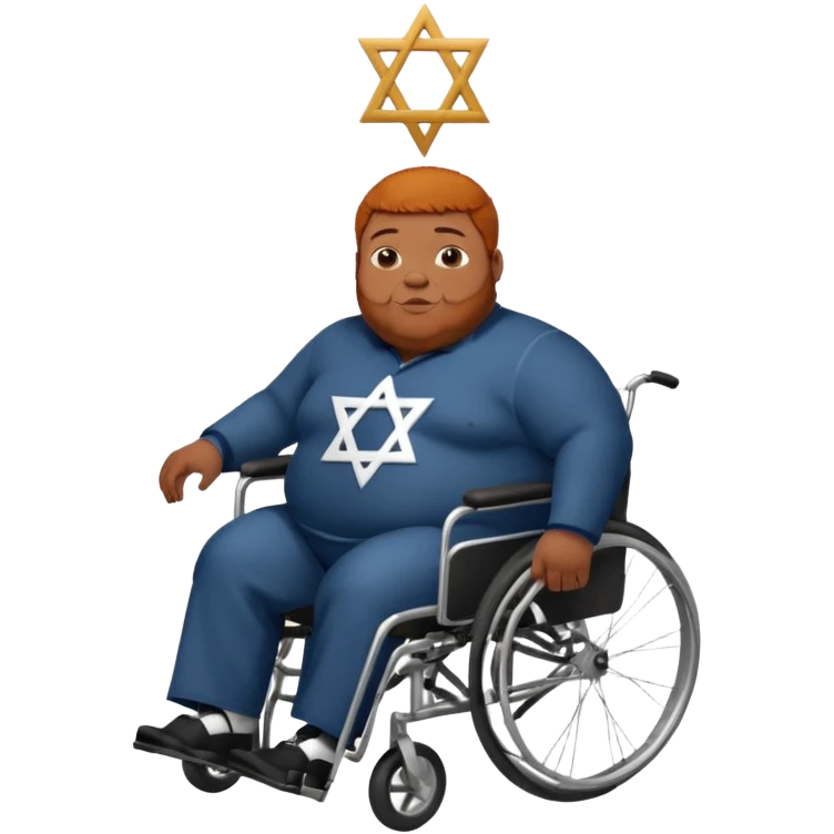 Obese Down syndrome black man with ginger hair in a wheelchair with a ...