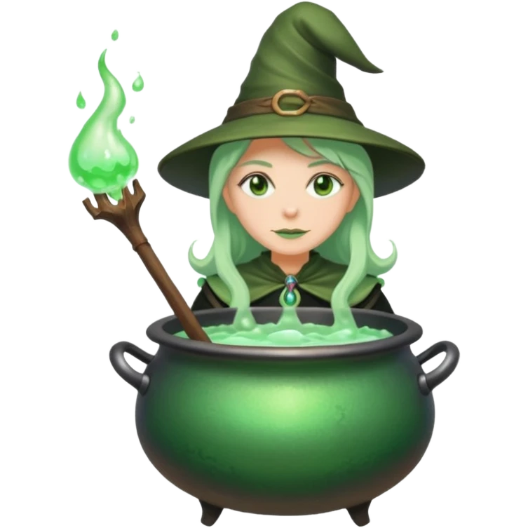 green witch cooking potion emoji | AI Emoji Generator