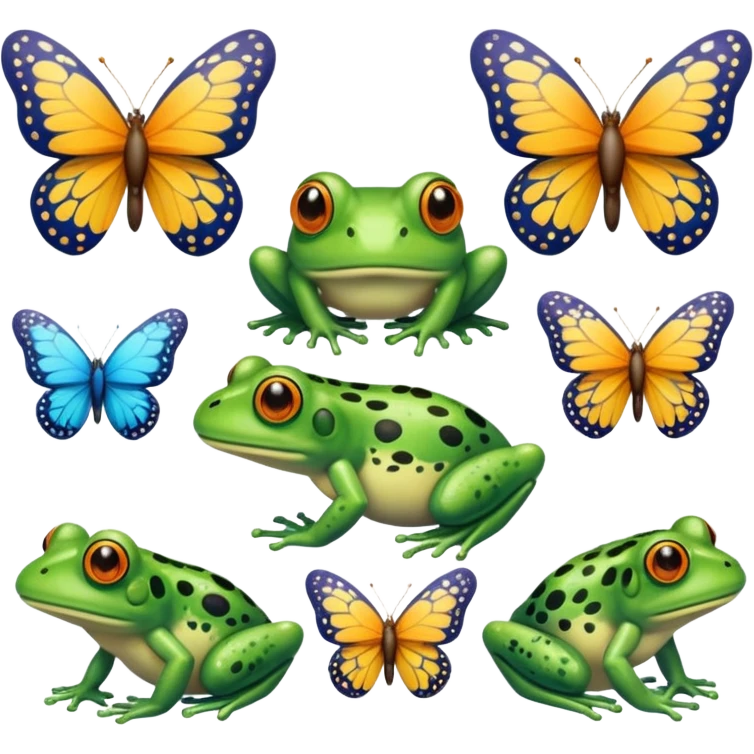 Frogs butterflies courage strong brave emoji | AI Emoji Generator
