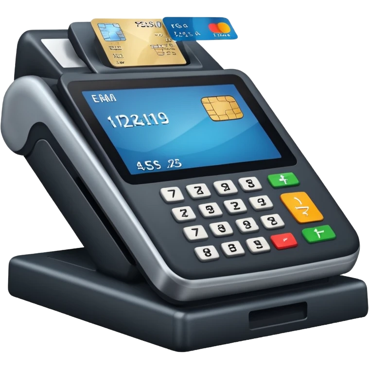 Icono de una terminal de pago con una tarjeta PAGANDO POS emoji | AI ...