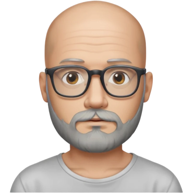 Bald man with salt and pepper beard and rectangle glasses and shoulder ...