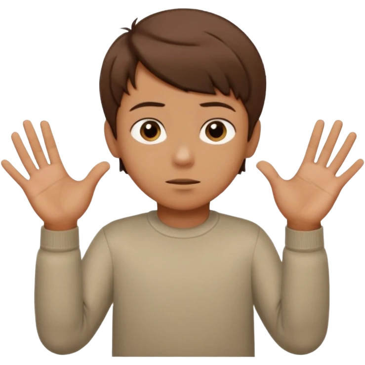 A boy shrugging with the number 6 over one hand and the number 7 over ...