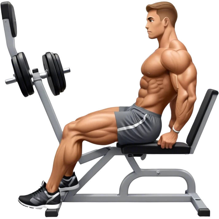 side-view bodybuilder seated weighted calf-raise machine lower leg ...