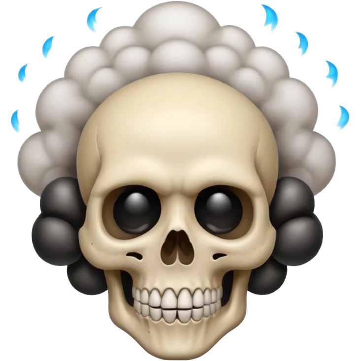 Make a skull emoji whose head is blasted off and smoke is coming from ...