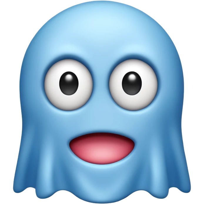 Sky Blue Pacman ghost character with big eyes emoji | AI Emoji Generator