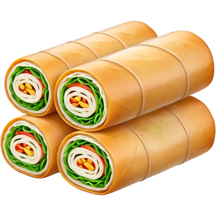 One Thai uncooked spring roll, Apple emoji style, no background, in 1x1 ...