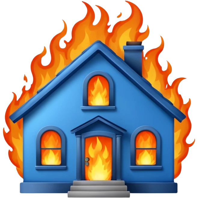 blue house burning down emoji | AI Emoji Generator