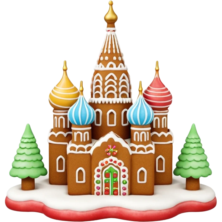 Apple style 3D emoji of a gingerbread house shaped like Saint Basil's ...
