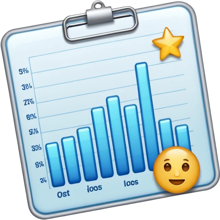ios style emoji for report sheet consisting graph/ charts with sparkle ...