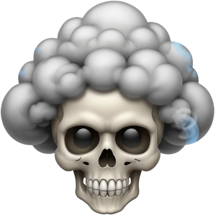 Make a skull emoji whose head is blasted off and smoke is coming from ...