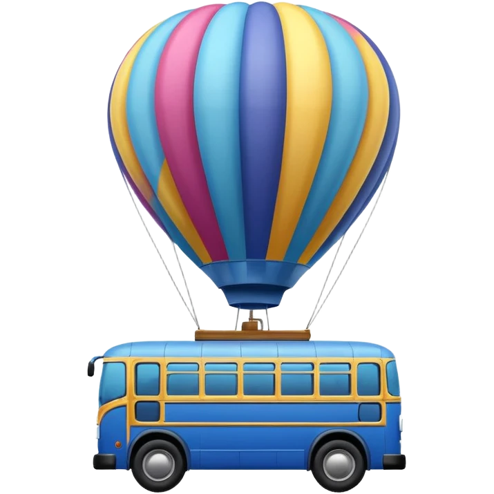 make me a high definition emoji of a Blue bus suspended by a single hot ...
