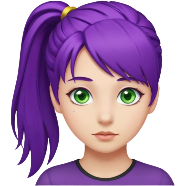 Girl with purple hair with a ponytail emoji | AI Emoji Generator