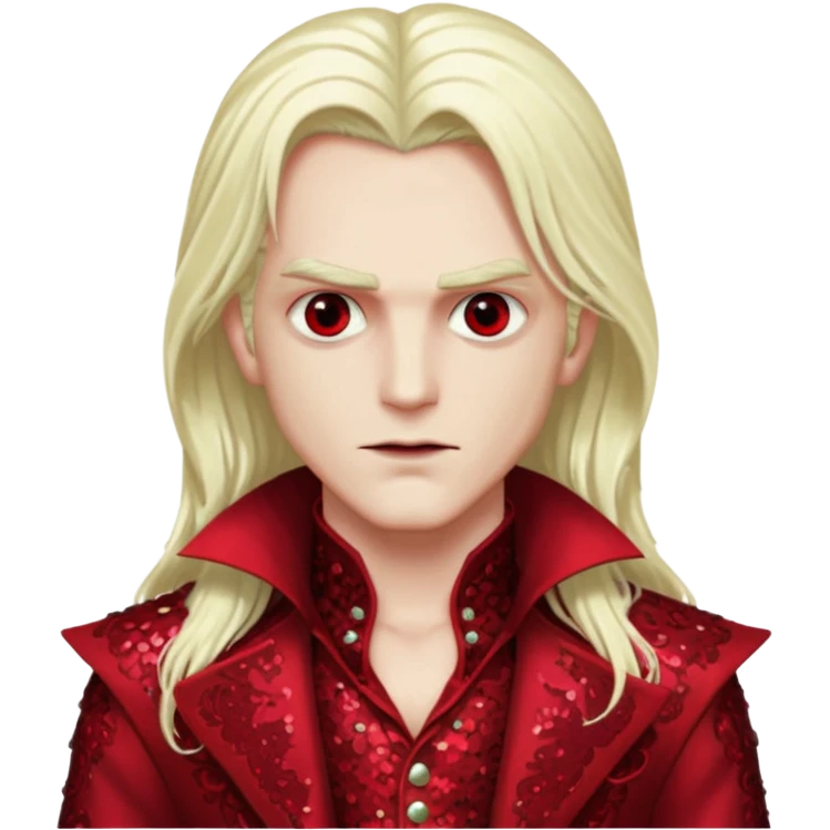 Alucard, Son of Dracula with long platinum blonde hair, dark red sequin ...