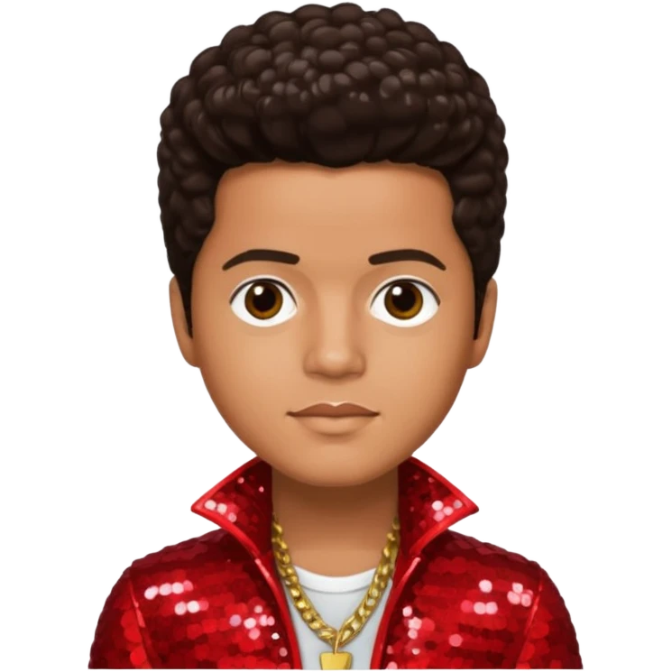Bruno Mars with dark brown hair, red sequin outfit emoji | AI Emoji ...
