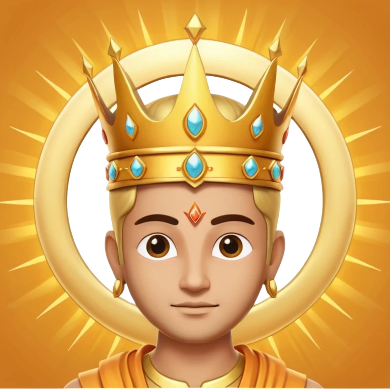 Hindu god Surya portrait, head and shoulders only, radiant golden crown ...