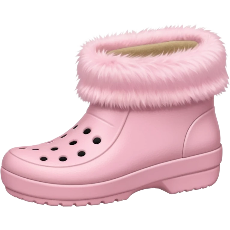crocks with fur liningin pastel pink color emoji | AI Emoji Generator