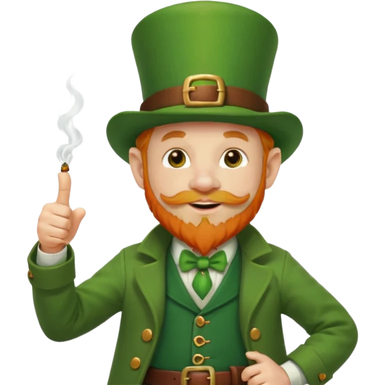leprechaun looking up, and giving a thumbs up. on his left hand, he is ...