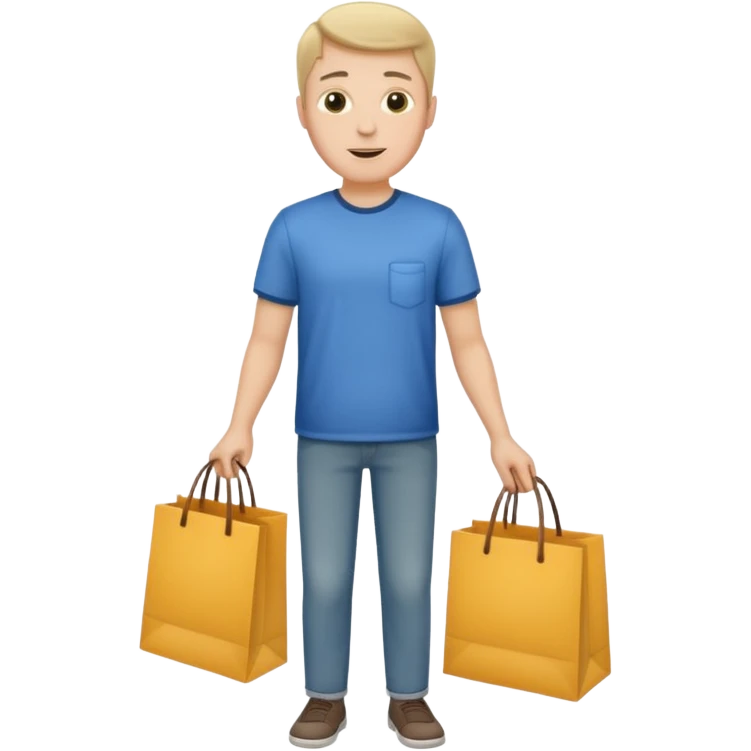 a white man with clothing shopping bag emoji | AI Emoji Generator