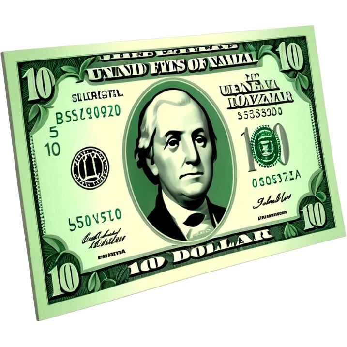 3D realistic US 100 dollar bill sticker, slight perspective, centered ...