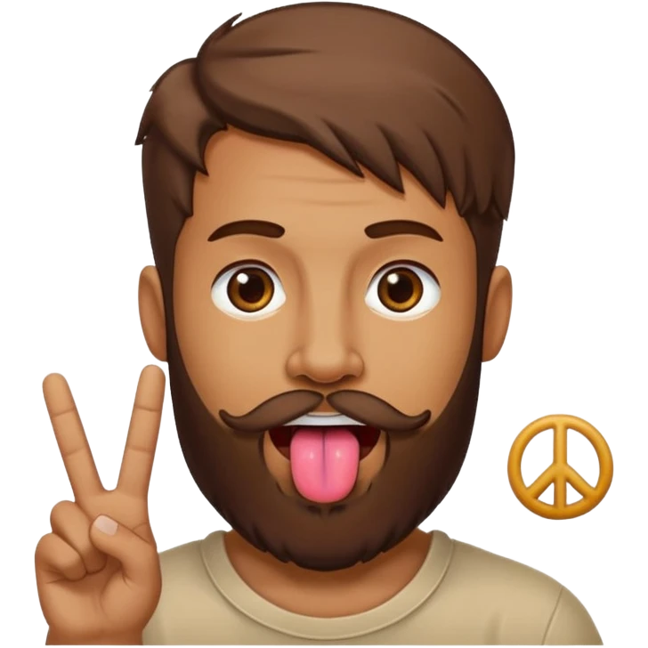 Man with beard sticking tongue out with peace sign under tongue emoji ...