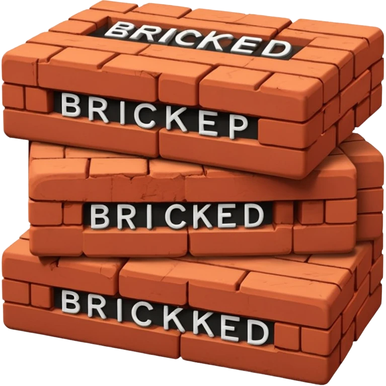 Two red bricks stacked on top of each other with the phrase bricked up ...