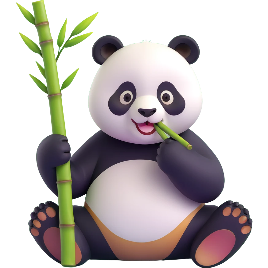 panda eating bamboo in forrest background, close up pose emoji | AI ...