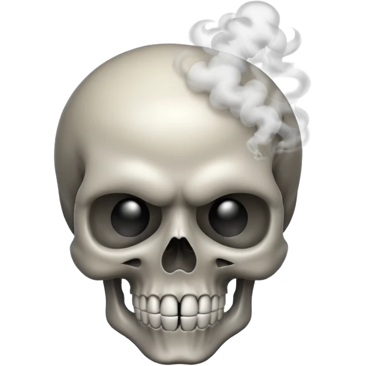 Make a skull emoji whose head is blasted off and smoke is coming from ...