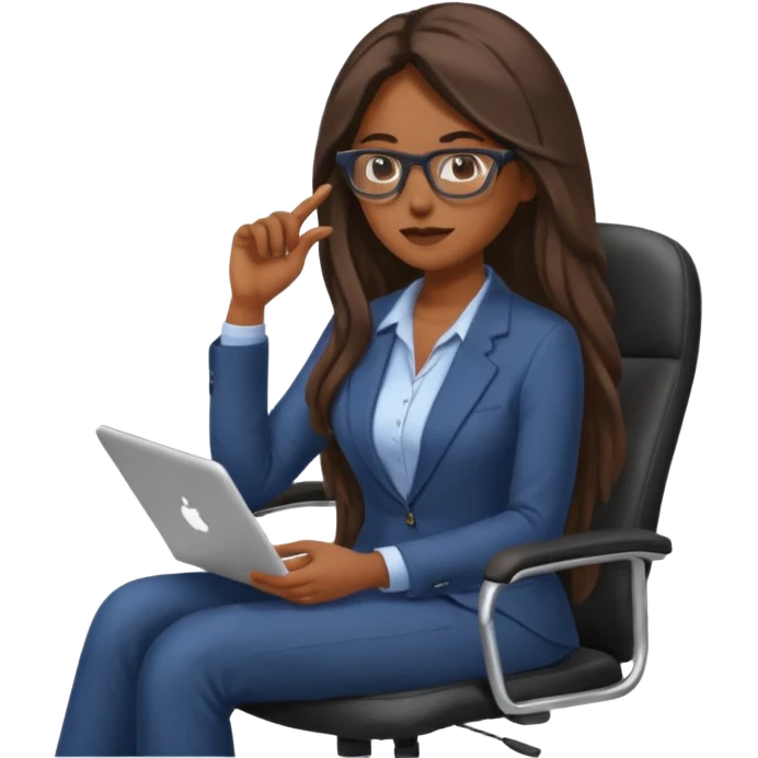 Woman from the Back of head with long hair sitting on an office chair ...