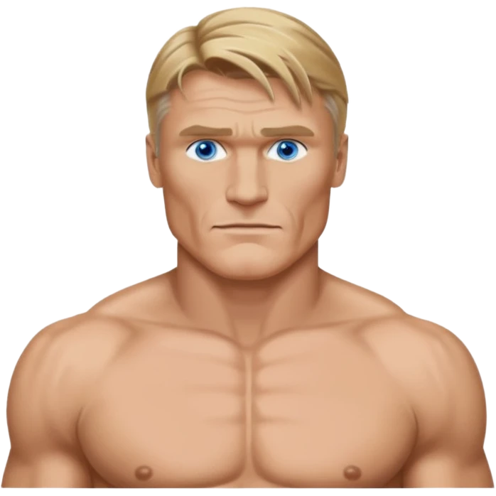 Dolph Lundgren with blue eyes, dark blonde hair, shirtless emoji | AI ...