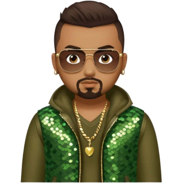 Sean Paul with dark brown hair, olive sequin outfit emoji | AI Emoji ...