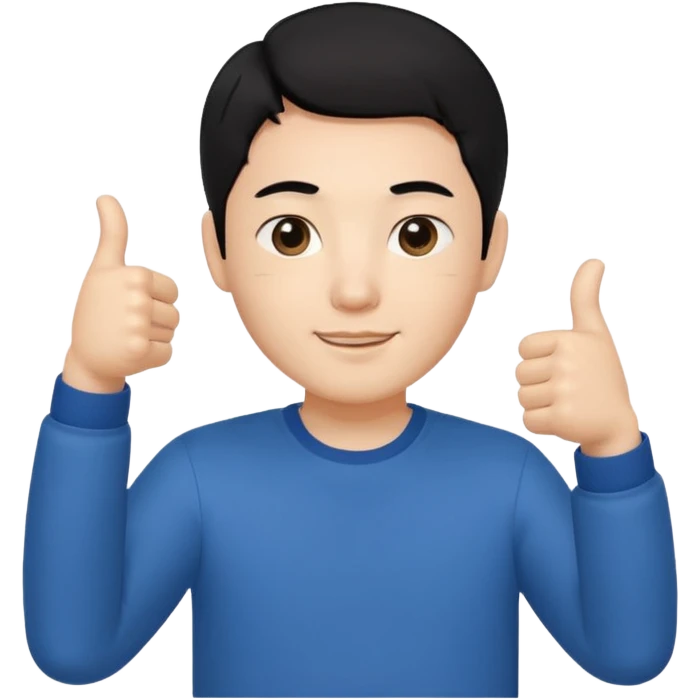 3D avatar of a Korean male frontend developer, clean 5:5 middle part ...