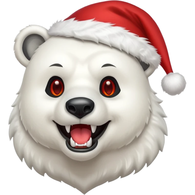 Polar bear and wolf hybrid with sabertooth fangs; smiling; wearing a ...