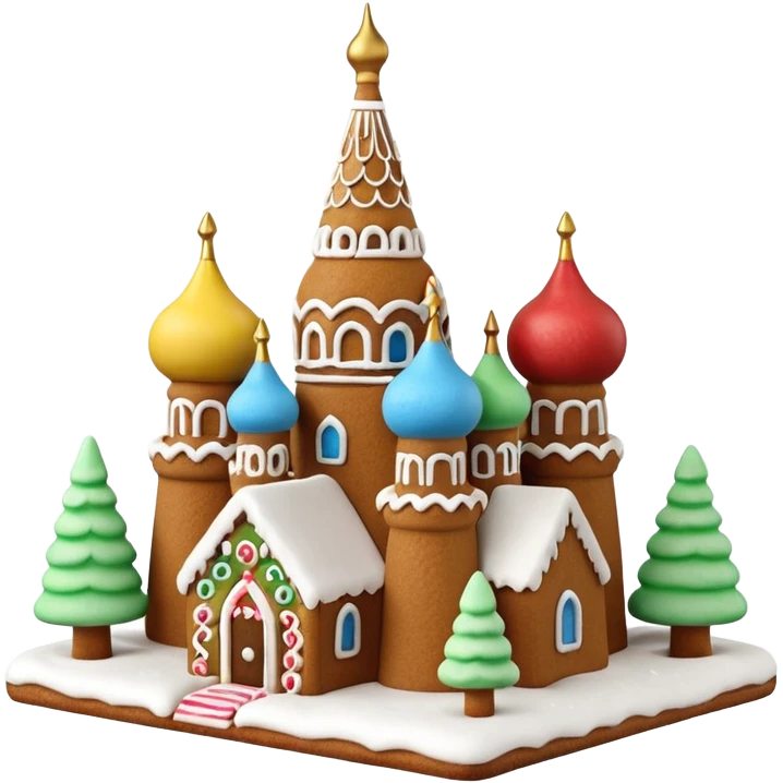 Apple style 3D emoji of a gingerbread house shaped like Saint Basil's ...