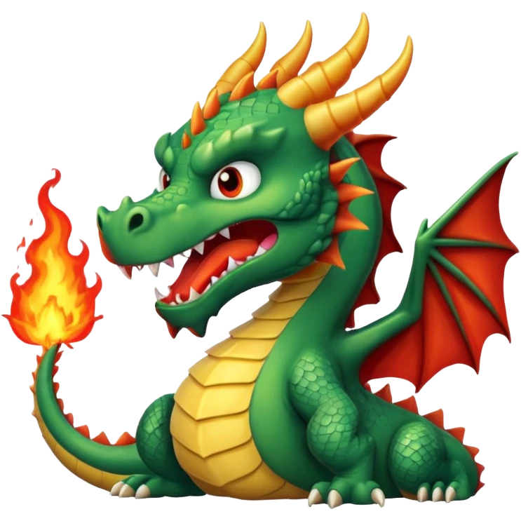 The big, angry dragon is breathing fire. emoji | AI Emoji Generator