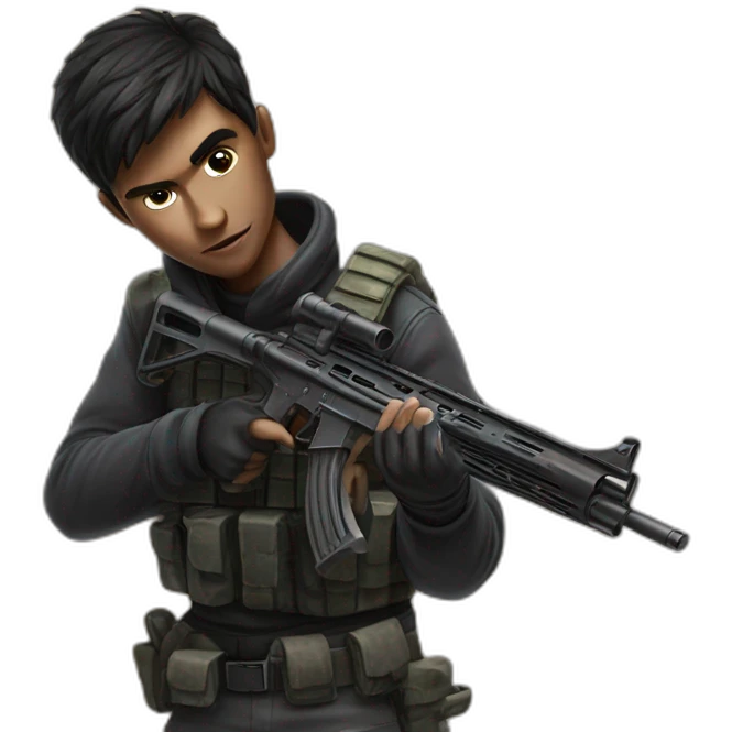camouflaged boy aiming rifle emoji | AI Emoji Generator
