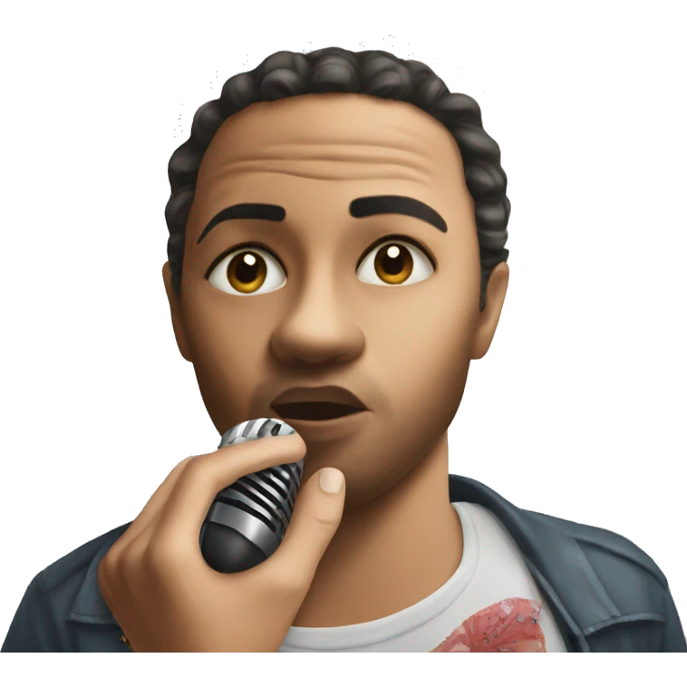 singer with microphone portrait emoji | AI Emoji Generator