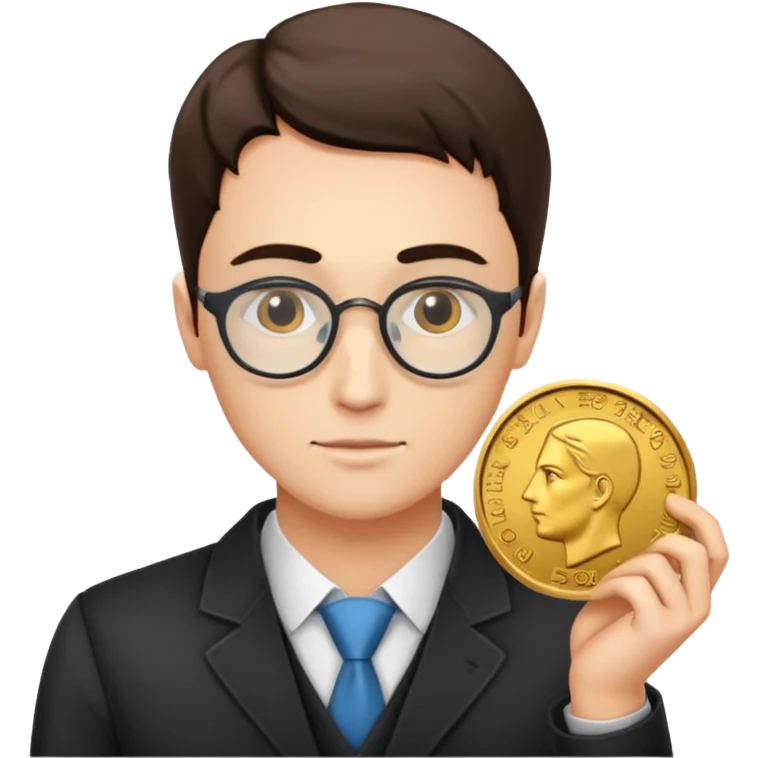 avers gold coin in front side with data scientist close-up and detailed ...