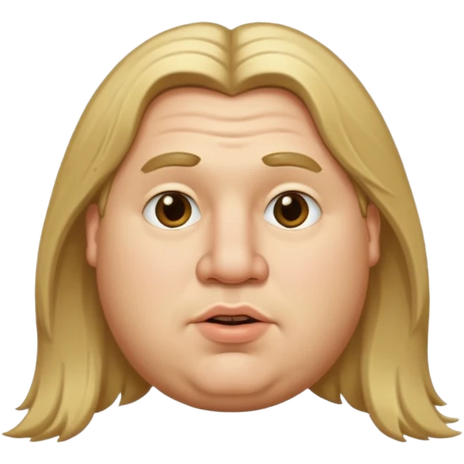 white boy fat with long dirty blond hair with big lips and long nose ...
