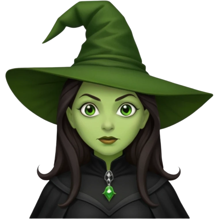 The Wicked Witch from The Land of Oz with green skin, long dark brown ...