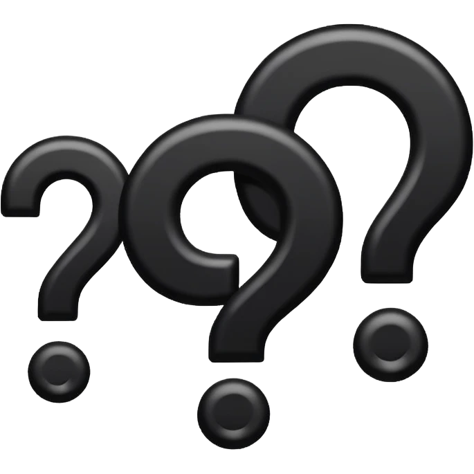 three black question marks next to each-other emoji | AI Emoji Generator