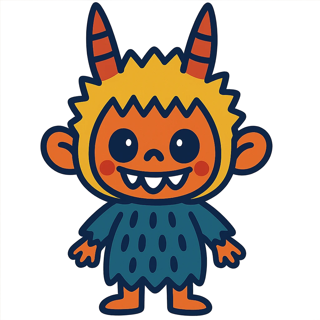 Labubu doll icon, vibrant toon style, bold colors, playful look emoji ...