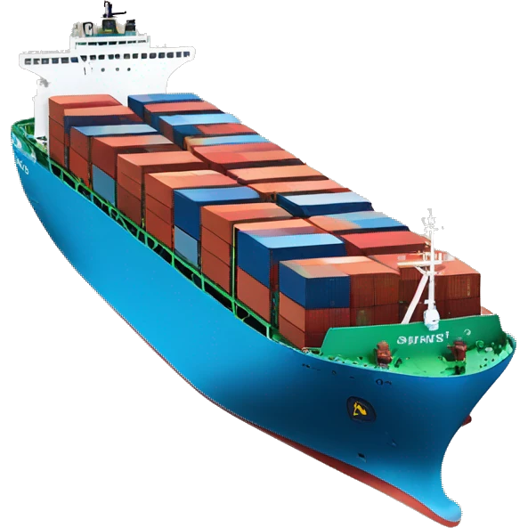 simple emoji design of a containership vessel with a smile. This design ...