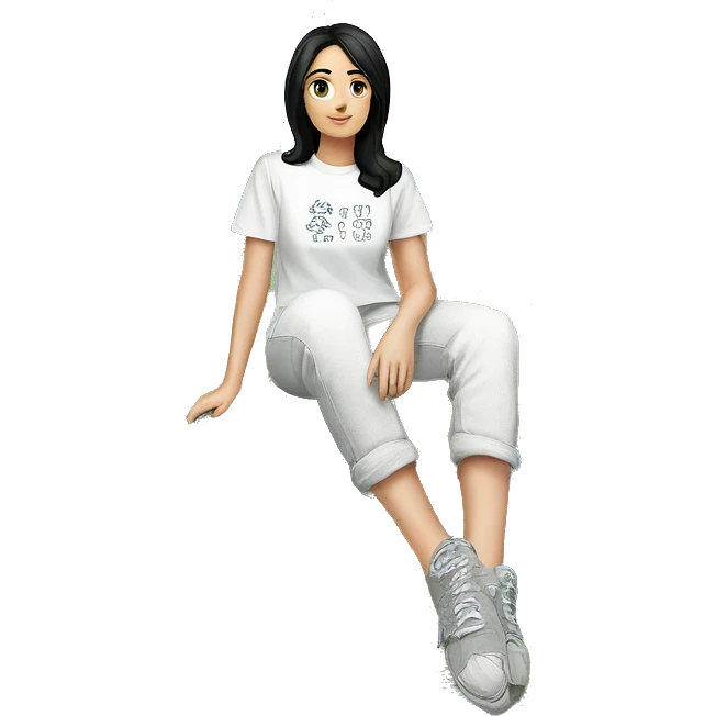 girl sitting under tree shading emoji | AI Emoji Generator