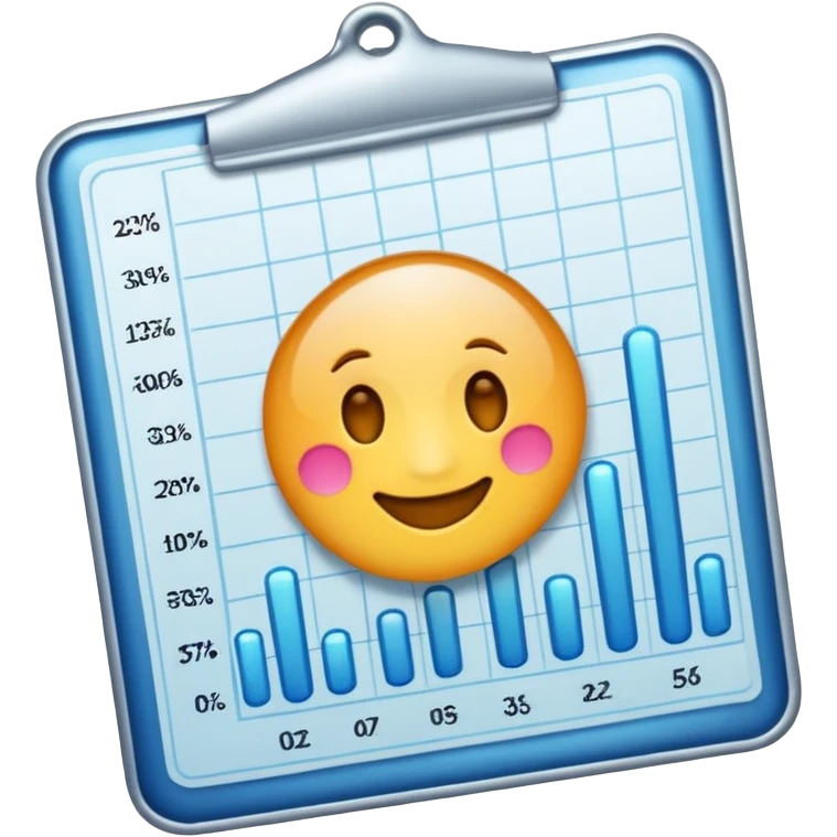 ios style emoji for report sheet consisting graph/ charts with sparkle ...